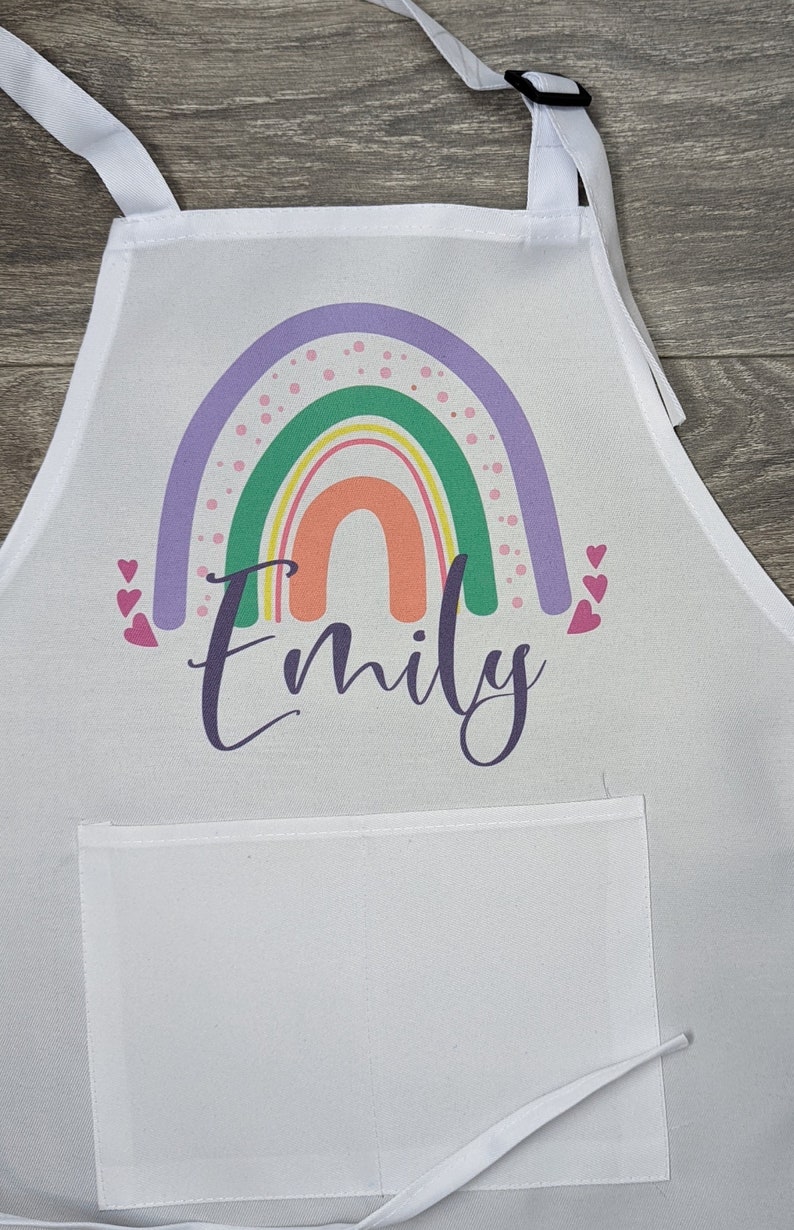 Personalized Rainbow Kids Baking Apron With Name Baking Apron - Etsy