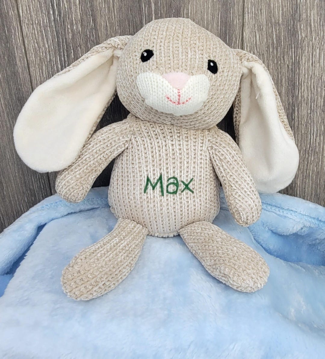 Personalized Easter Stuffed Knit Bunny, Custom Name Bunny Stuffie, Baby ...