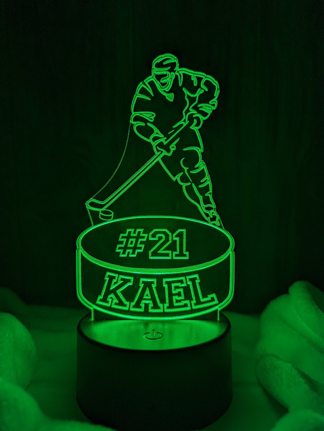 Hockey Player LED Night Light Room Decor, Personalized Hockey Player ...