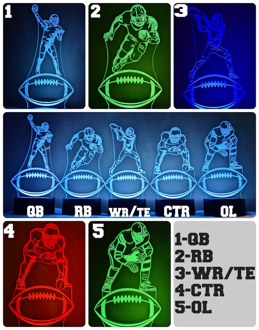 Football Player LED Gift, LED Night Light Room Decor, Personalized ...