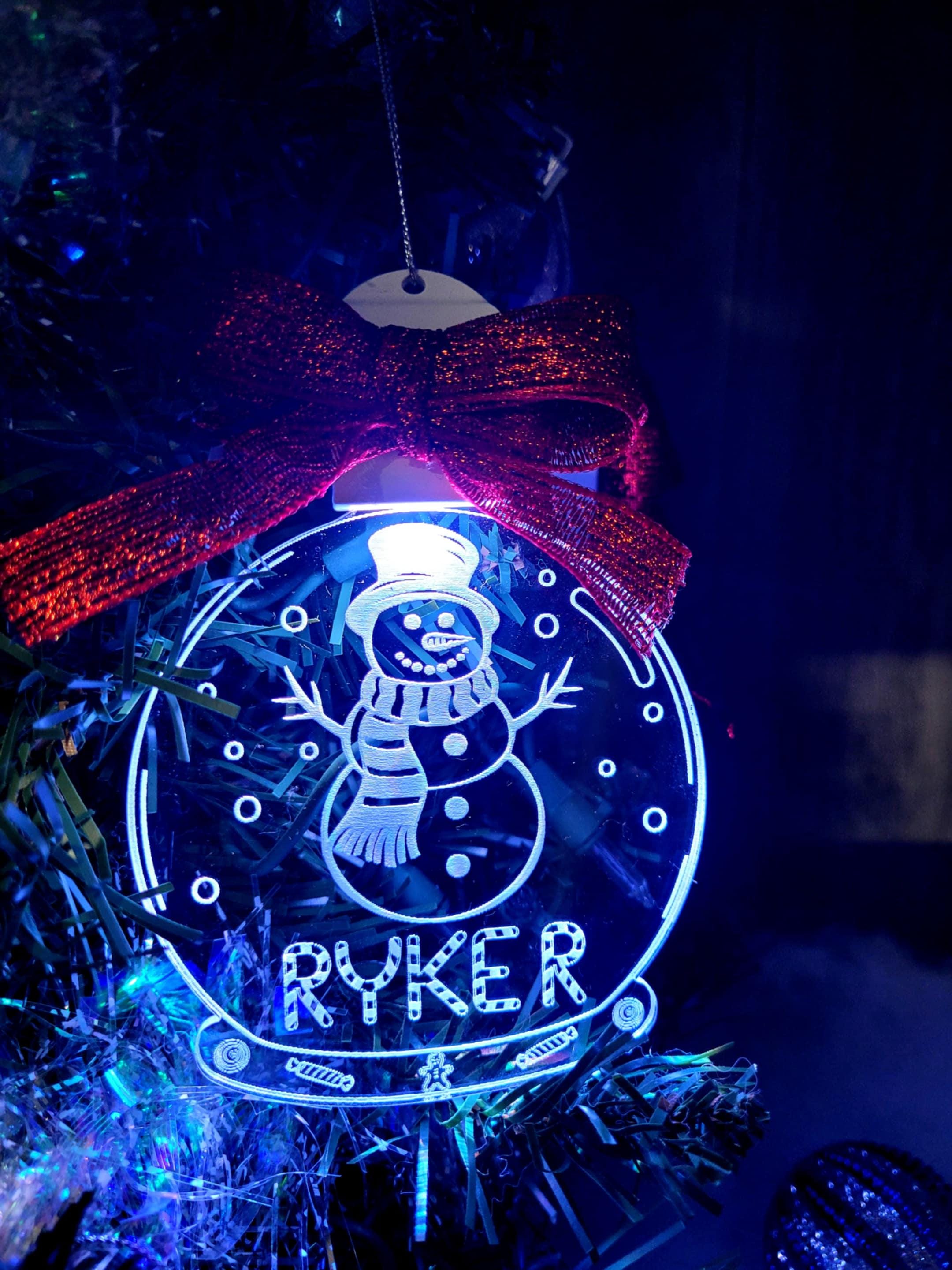 Acrylic Light up LED Christmas Tree Ornament, Personalized LED Light up ...