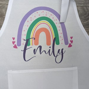 Personalized Rainbow Kids Baking Apron With Name, Baking Apron Gift for ...