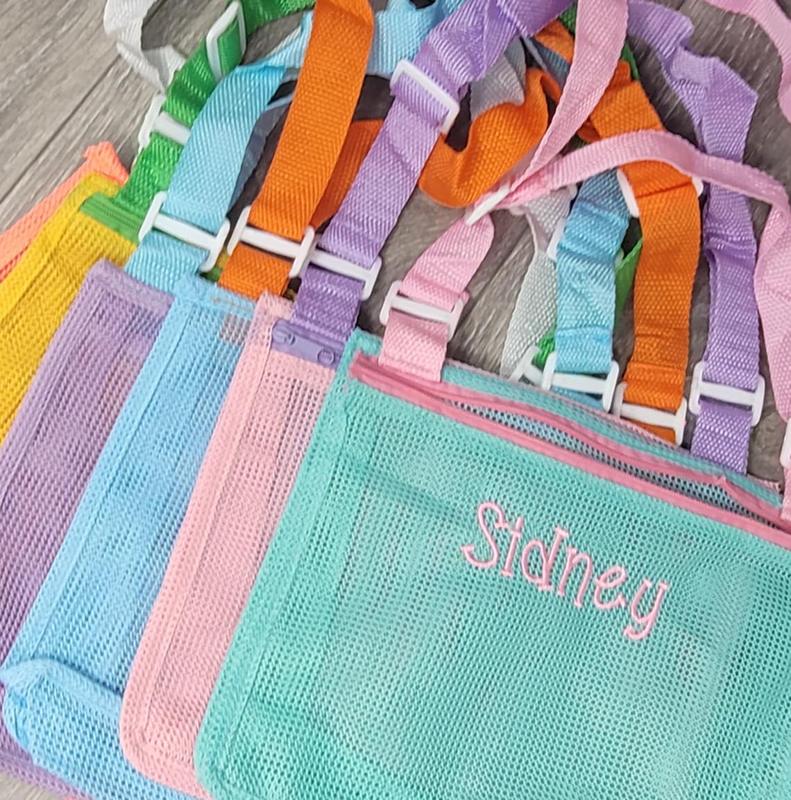 Personalized Seashell Zipper Mesh Bag, Kids Beach Bag, Monogrammed Sea ...