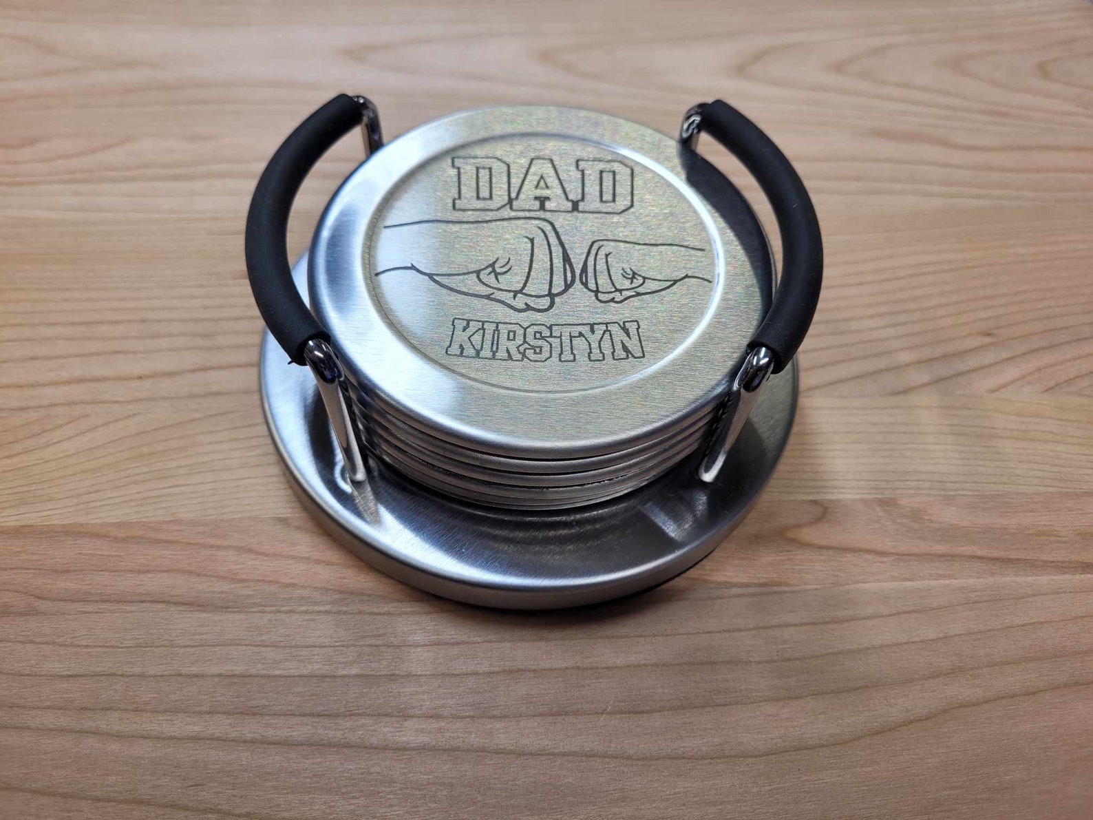 Personalize Coasters, Father's Day Gift With Kids Name, Dad Life Fist ...