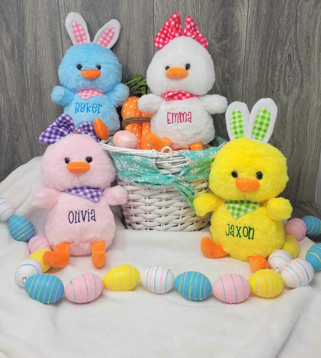 Personalized Easter Plush, Baby's First Easter Duck Plush, Bunny Basket ...