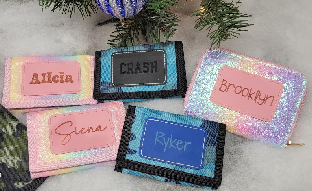 Personalized Kid Wallet, Personalize Engraved Leather Patch Wallet ...