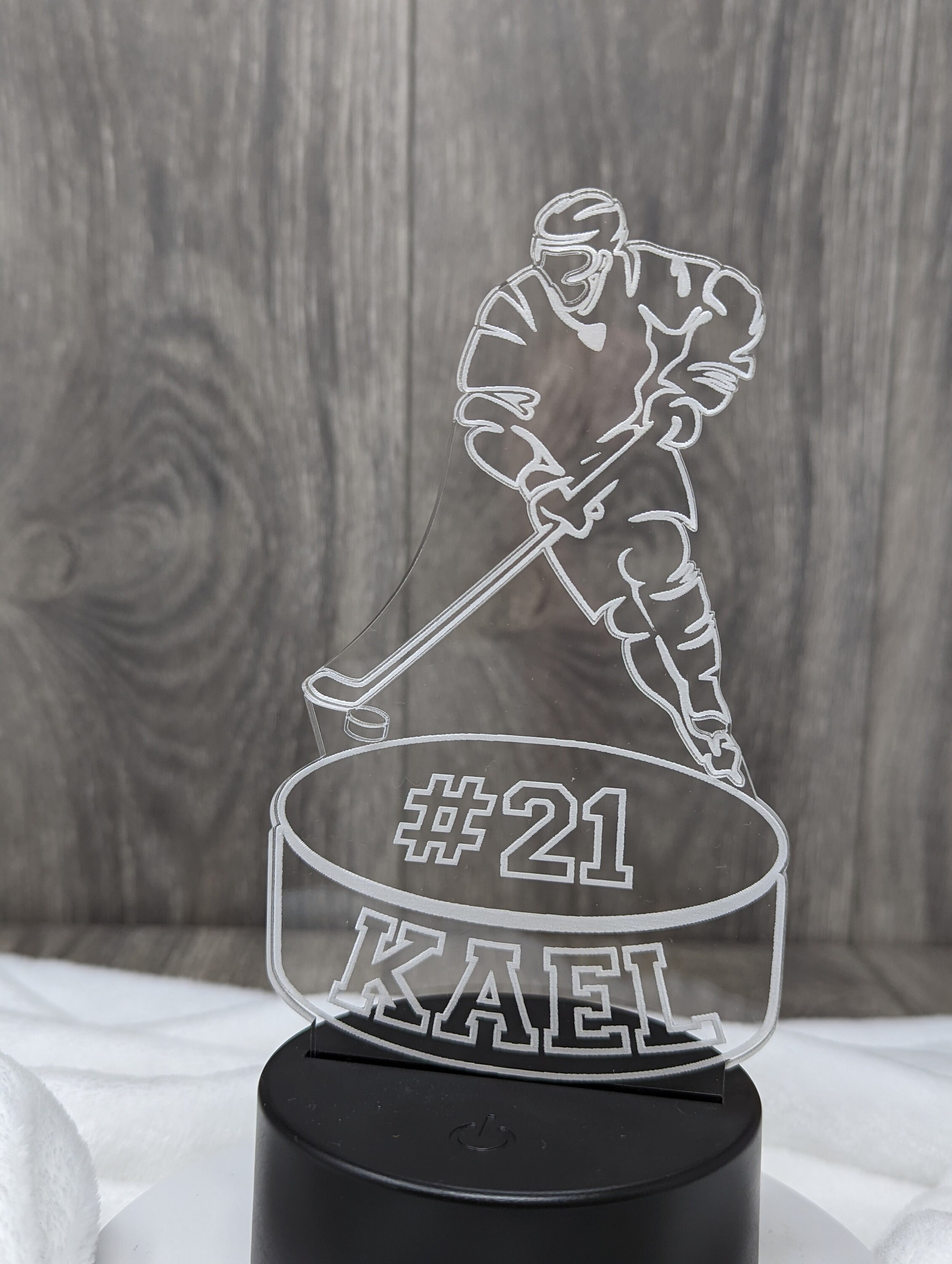 Girl Hockey Player LED Night Light Room Decor, Personalized Hockey ...