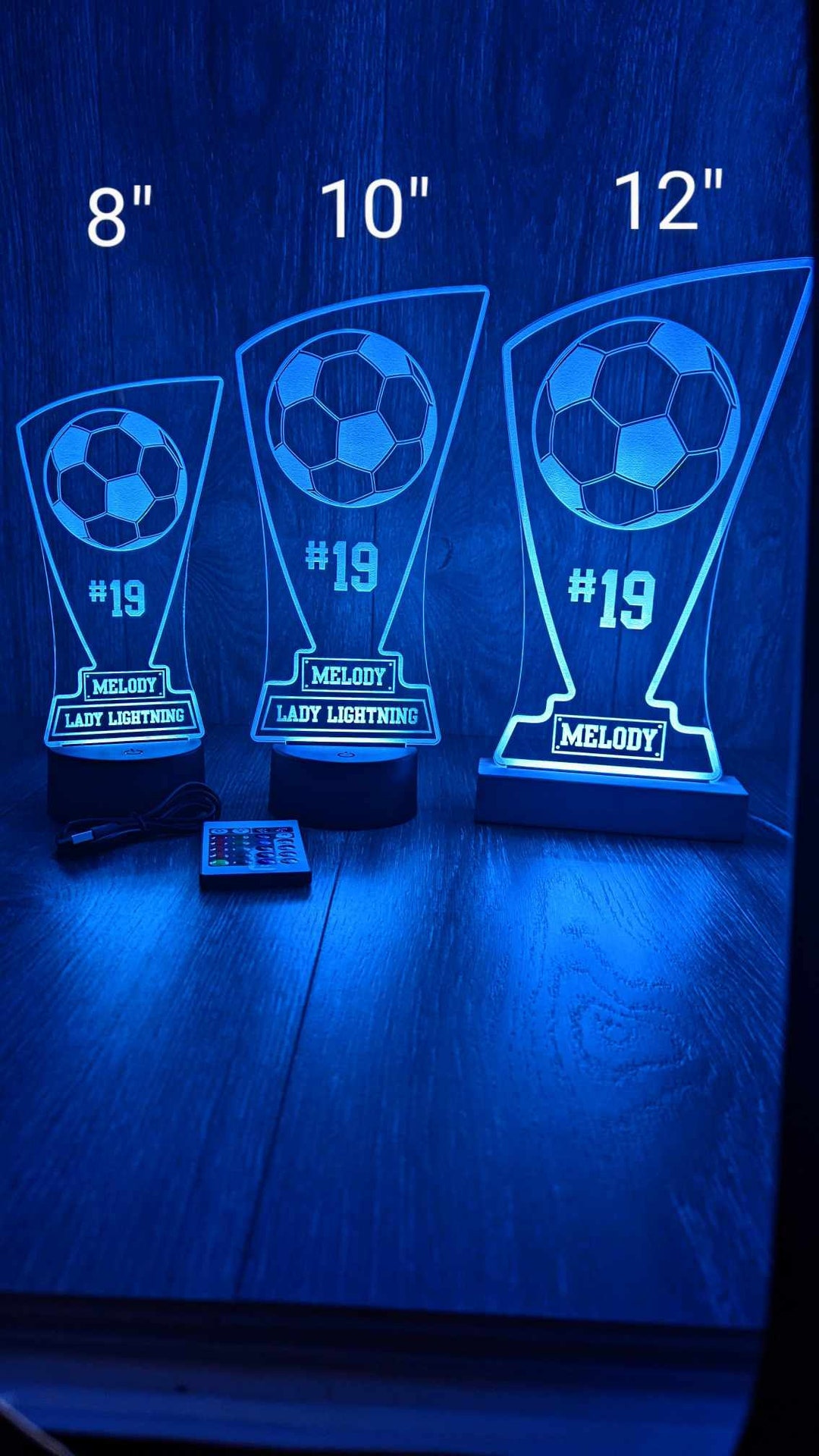 Soccer Trophy LED Light, Personalized Night Light, Sport Soccer Night ...