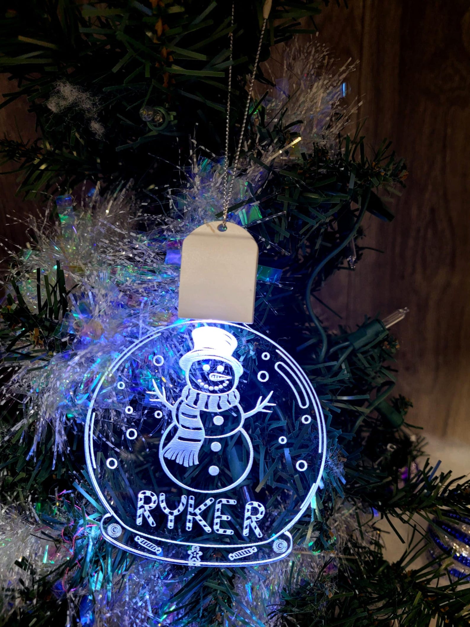 Acrylic Light up LED Christmas Tree Ornament, Personalized LED Light up ...