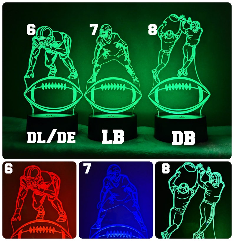 Football Player LED Gift, LED Night Light Room Decor, Personalized ...