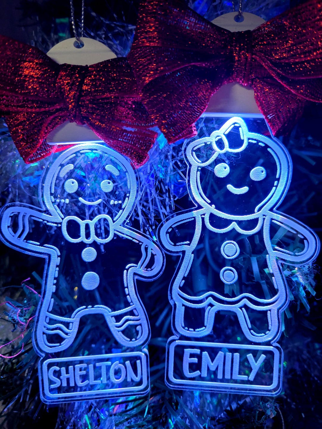 Acrylic Light up LED Christmas Tree Ornament, Personalized LED Light up ...