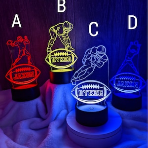 Football Player LED Gift, LED Night Light Room Decor, Personalized ...