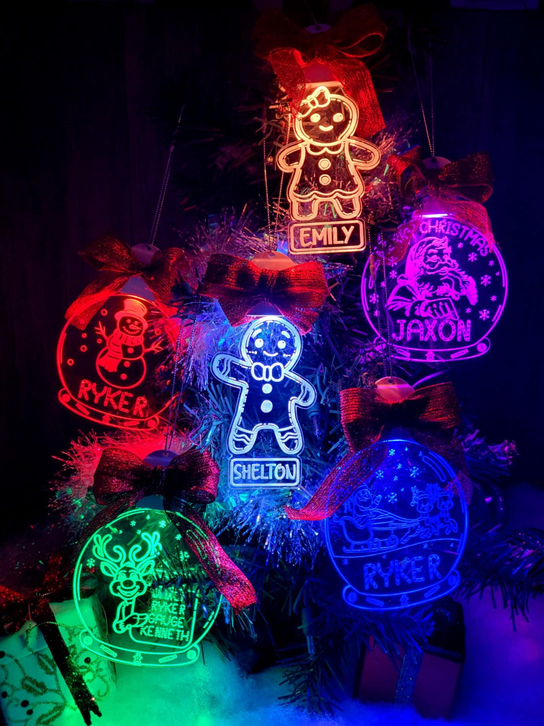 Acrylic Light up LED Christmas Tree Ornament, Personalized LED Light up ...