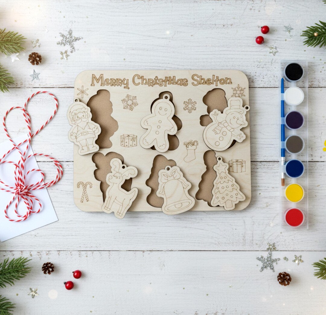 DIY Christmas Ornament Puzzle Kit, Unfinished Wood Kids Craft ...