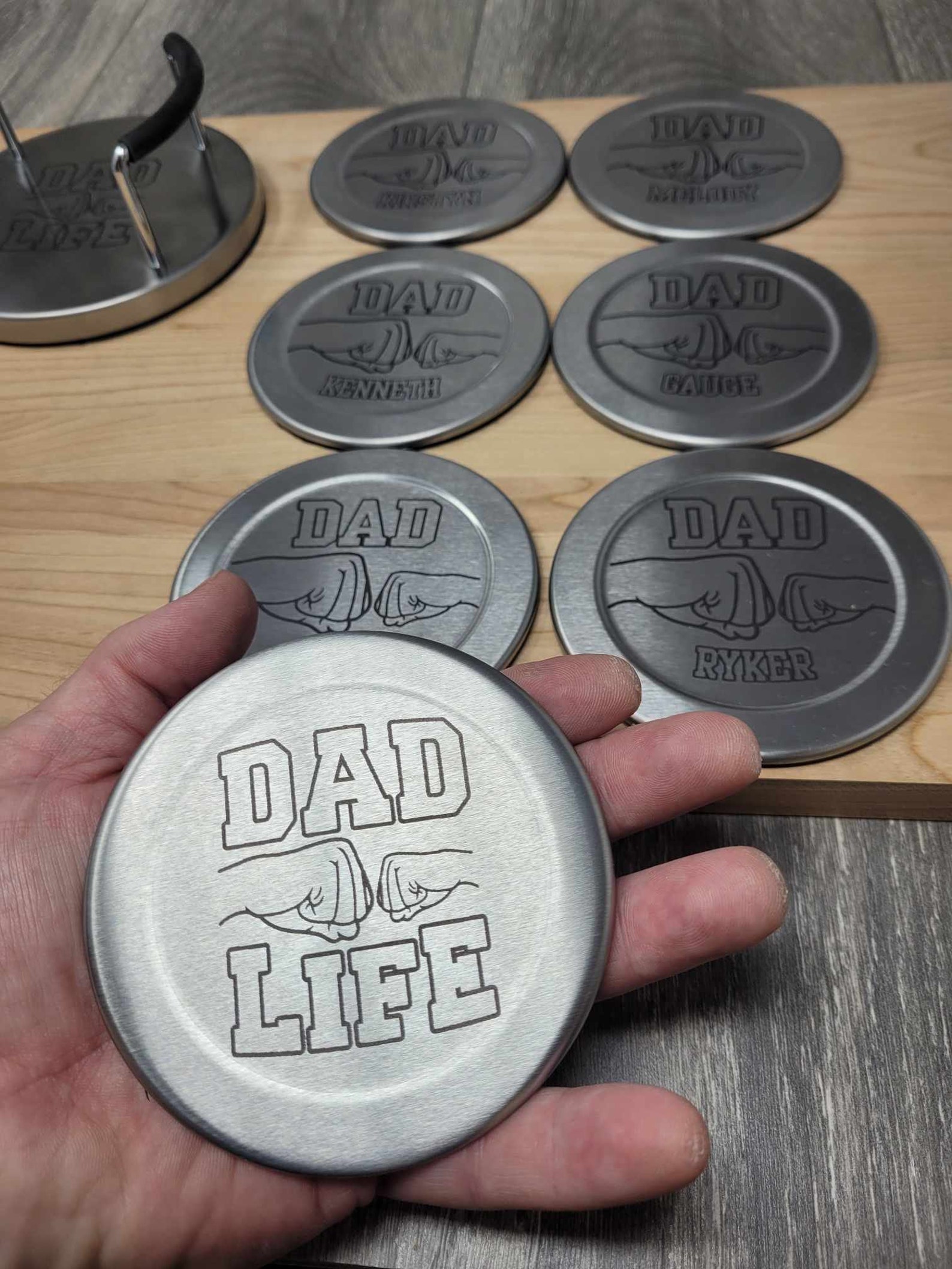 Personalize Coasters, Father's Day Gift With Kids Name, Dad Life Fist ...