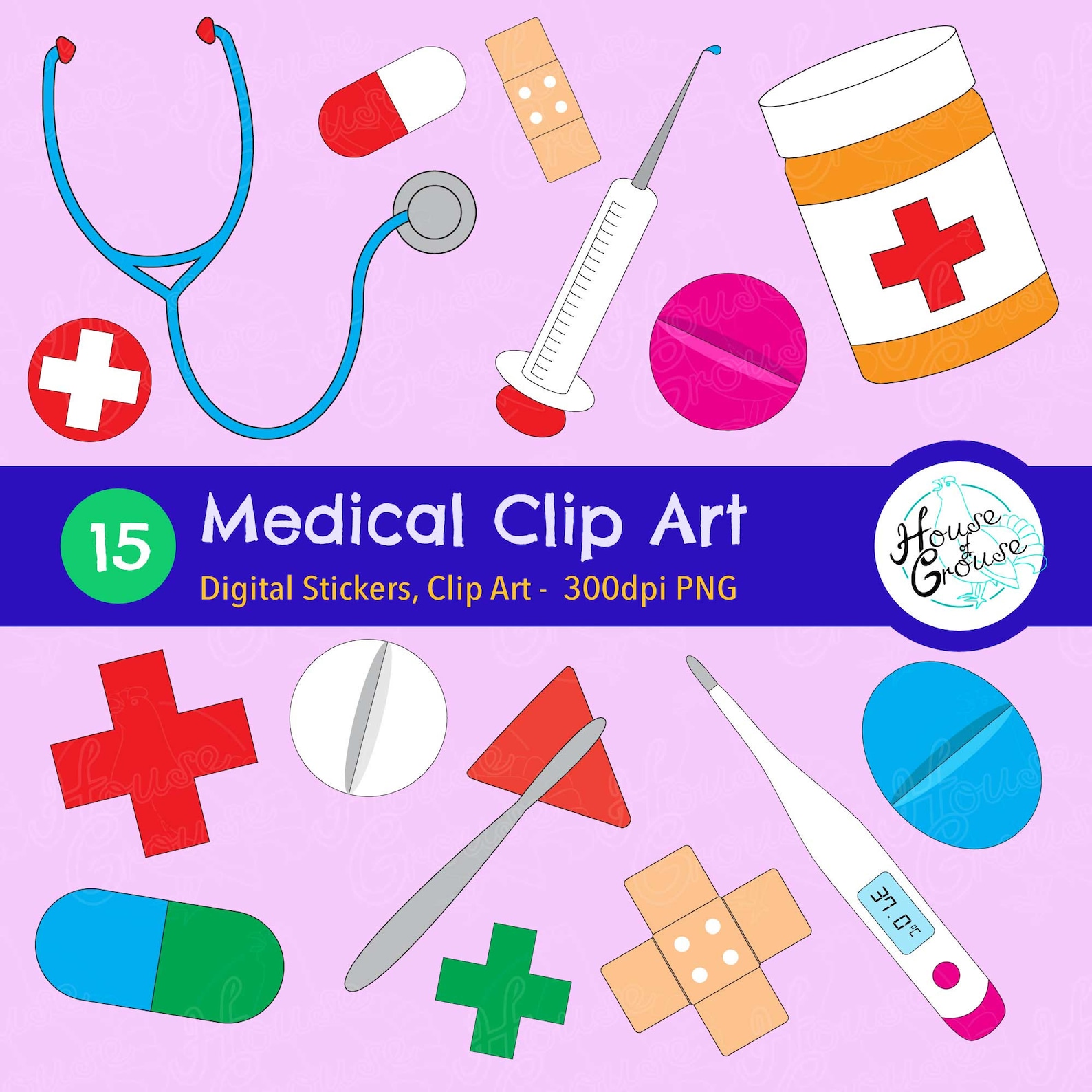 Medical Clipart Set with Doctor's Office Illustrations for | Etsy