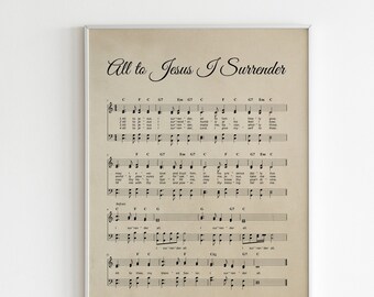 I Surrender All Printable Vintage Hymn Sheet Music - Etsy