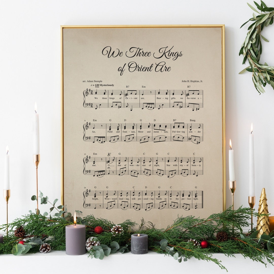 Christmas Hymn, We Three Kings, Piano Sheet Music, Vintage Carol ...