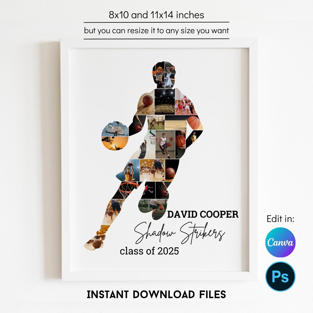Basketball Player Photo Collage, Editable, Basketball Coach Thank You ...