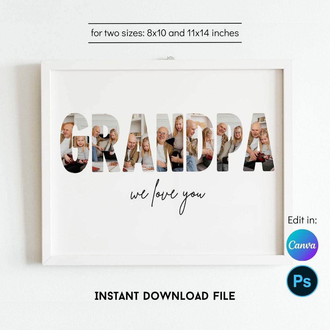 GRANDPA Photo Collage, Personalized, Father's Day, Grandpa Gift, From ...