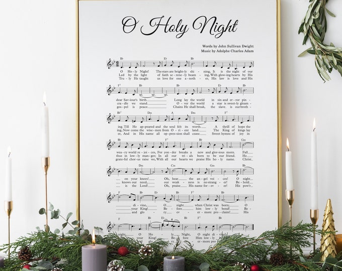 Oh Holy Night, Nativity Scene, Religious Sign, Christmas Decor, Holiday ...