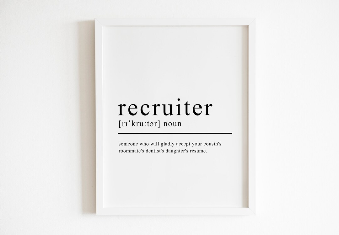 Recruiter Definition Print, Recruiter Gifts, Human Resources Gifts ...