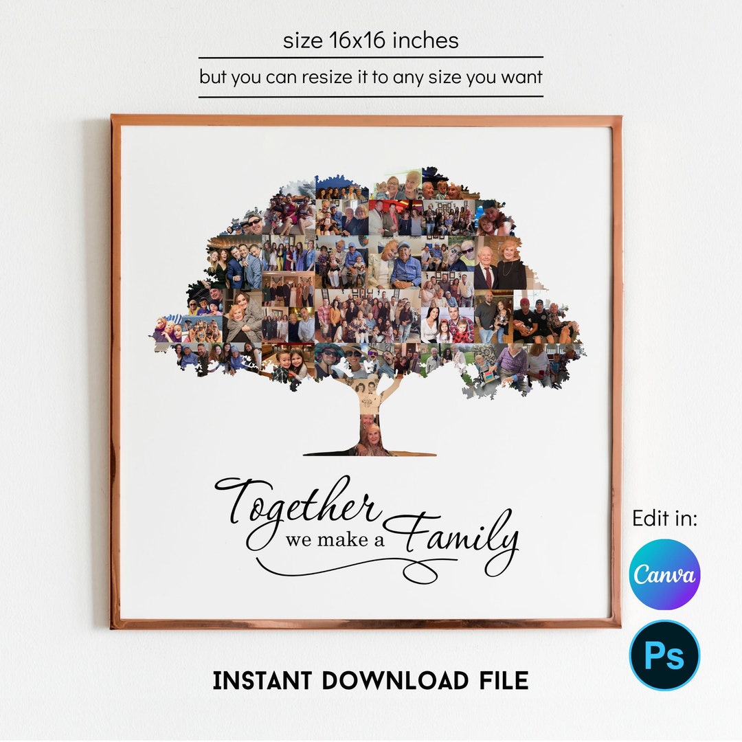 Family Tree Photo Collage, Family Tree, Picture Collage, Personalized ...