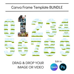 All Number Photo Collage Template, BUNDLE, Editable, Canva Frame ...