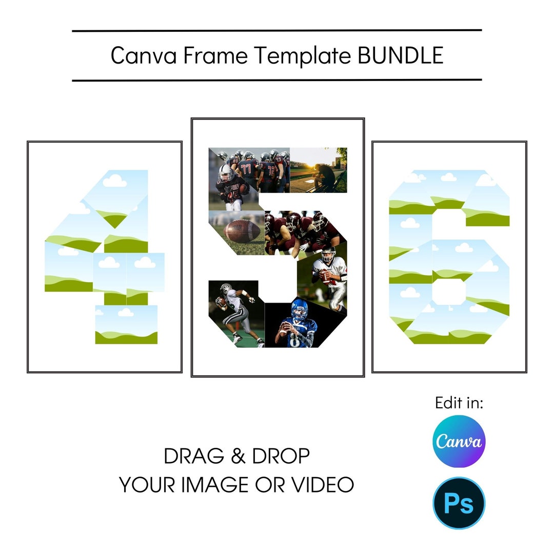 All Numbers Photo Collage Template, BUNDLE, Editable, Canva Frames ...
