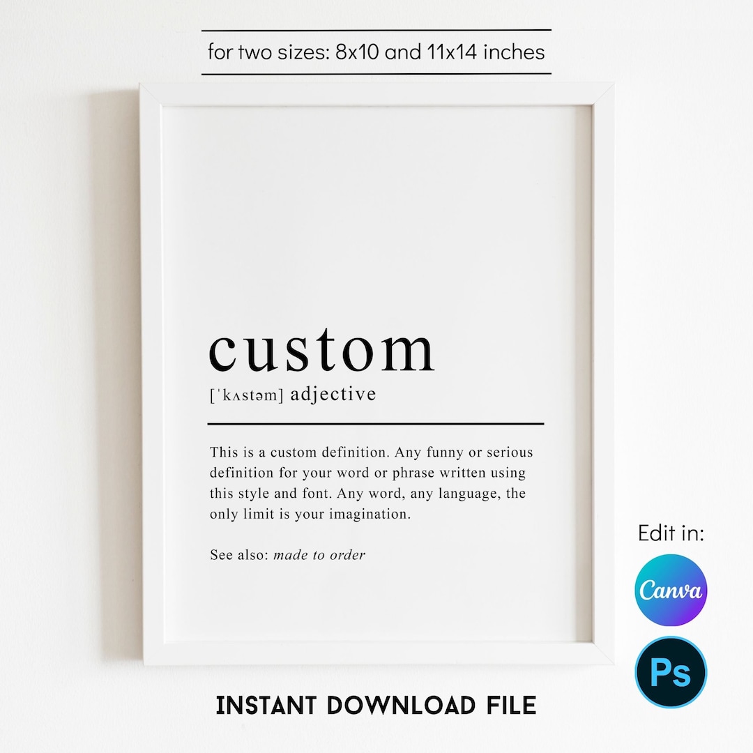 Custom Definition Print, Editable, Custom Signs, Custom Wall Art ...