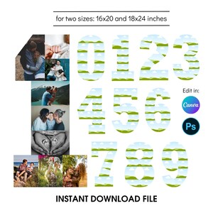 All Number Photo Collage Template, BUNDLE, Editable, Canva Frame ...