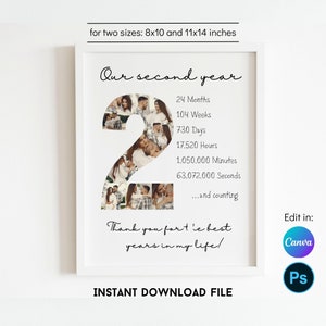 Anniversary Gift for Boyfriend, 2 Year, Photo Collage, 2nd Anniversary ...