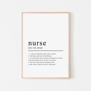 Nurse Gift, Nurse Definition Print, Nurse Decor, Nurse Gifts, Nurse ...