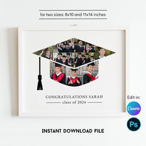 Graduation Cap Photo Collage, Editable, Graduation Gift for Seniors ...