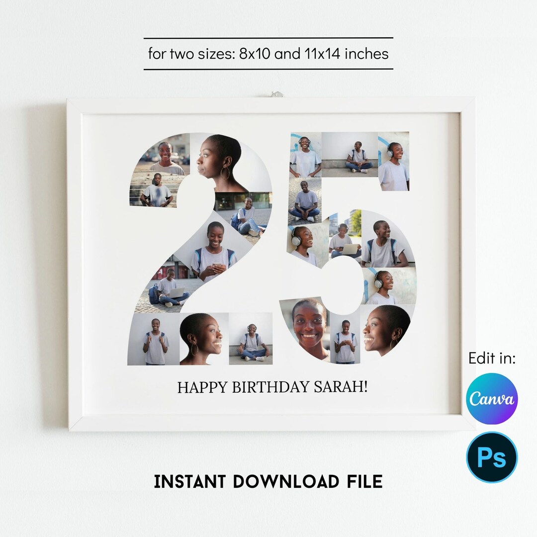 35th Birthday Photo Collage, Personalized, Number 35, Picture Collage ...