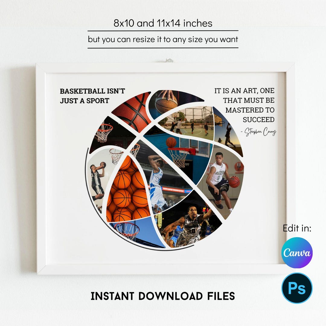 Basketball Photo Collage, Editable, Basketball Coach Frame, Thank You ...