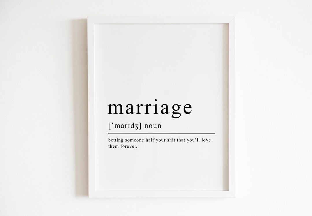 Marriage Definition Print, Funny Gifts Ideas, From Husband, for Wife ...