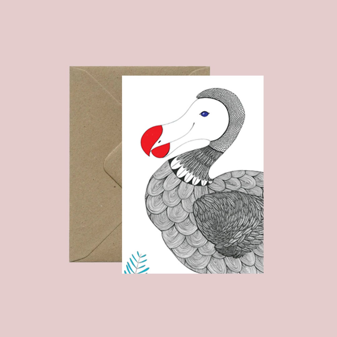 Postkarte Dodo Dronte von Mauritius Ausgestorbenes Tier Vögel zeichnen ...