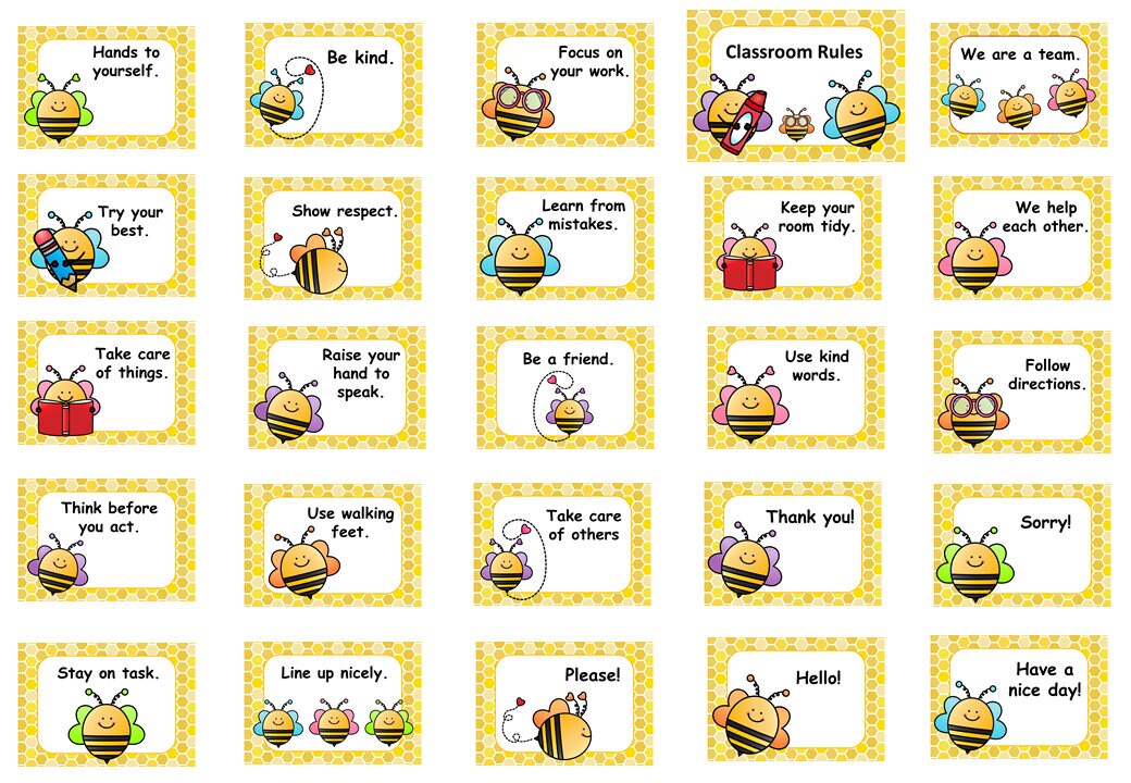 Bee Theme Classroom Rules, Printable Posters - Etsy