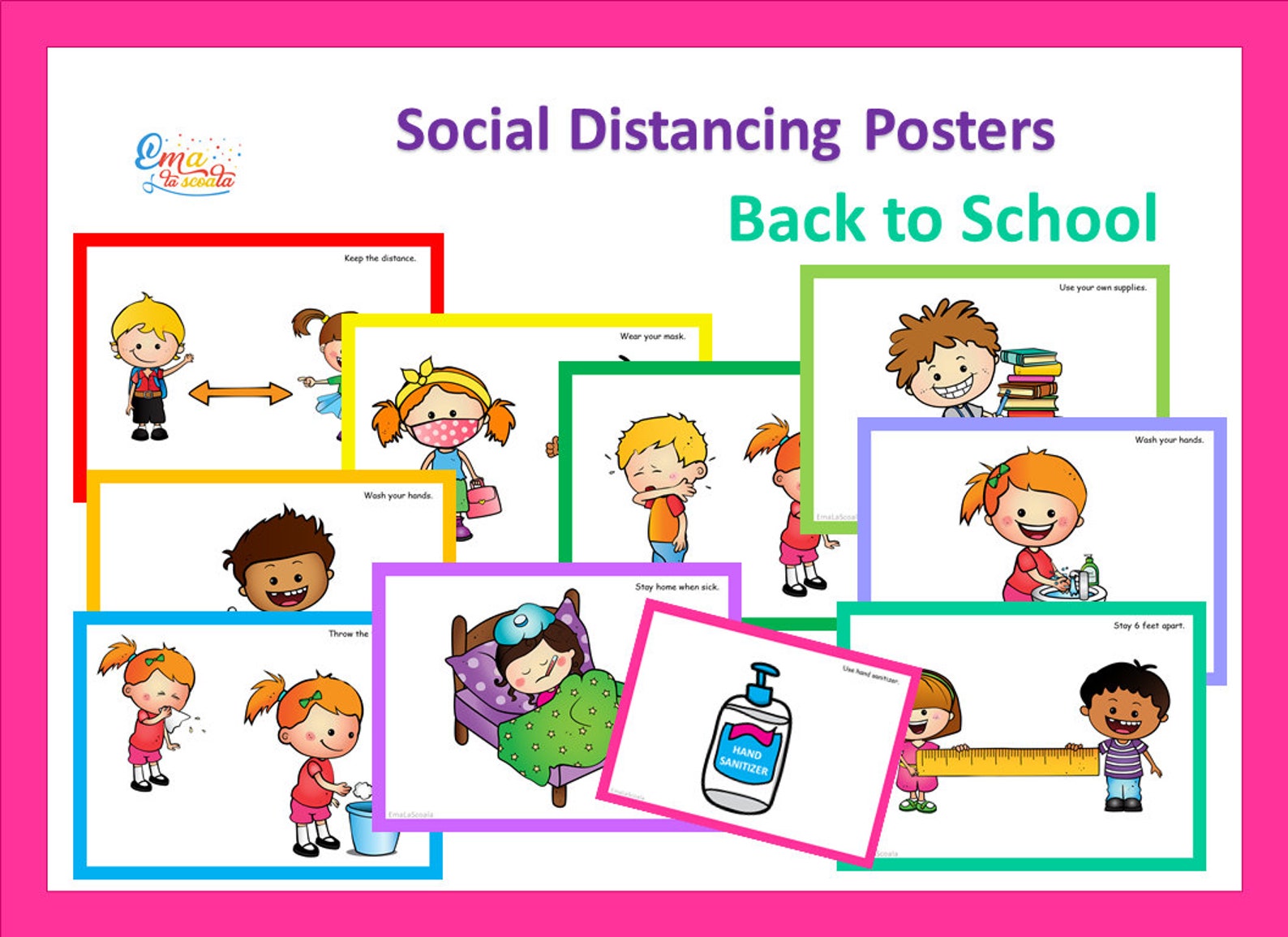 Social Distance Posters, School Health Rules - Etsy