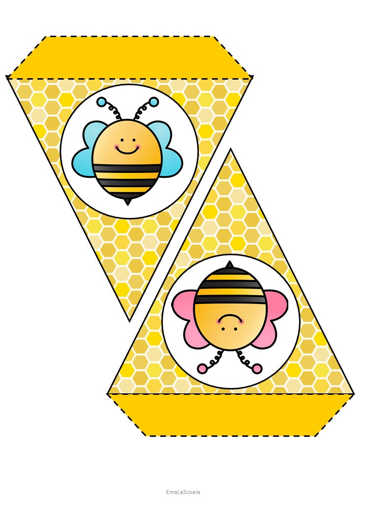 Alphabet Letter Banner With Bee Theme, Digital Printable Pennant Flags ...