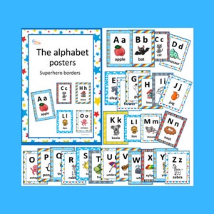 Alphabet Posters, Classroom Decor Printable Posters, Superhero Theme - Etsy