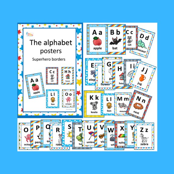 Alphabet Posters Classroom Decor Printable Posters Superhero | Etsy