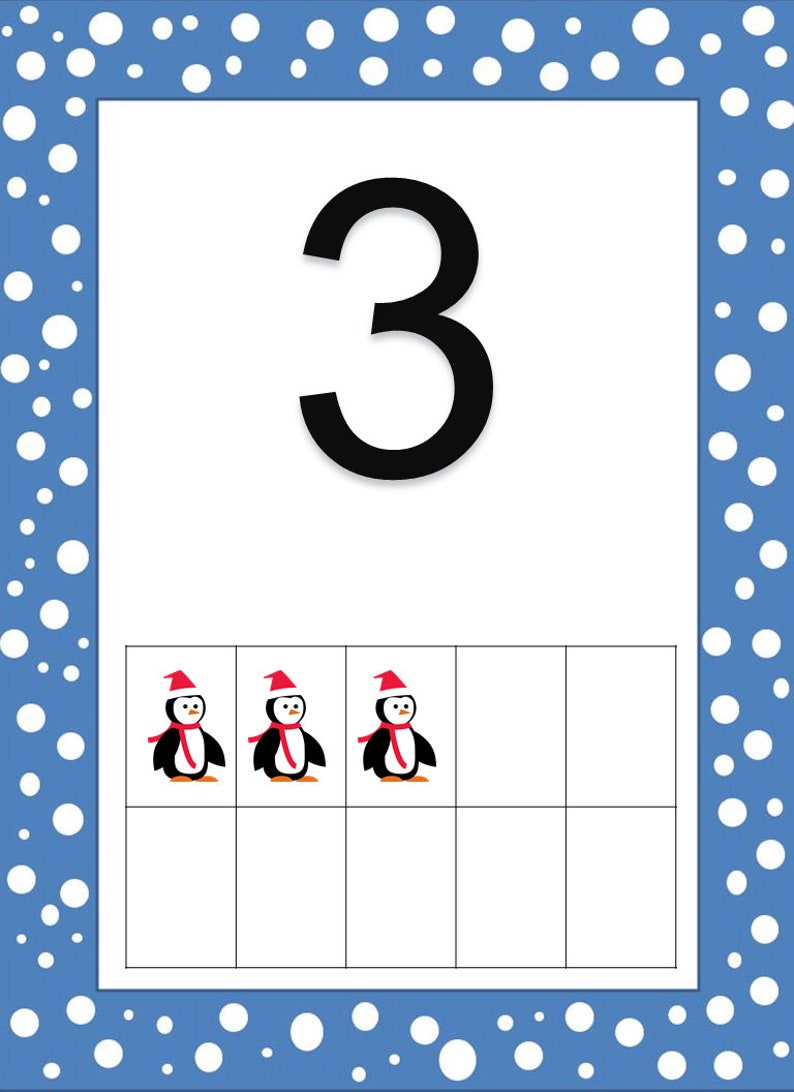 Printable Numbers Posters, Penguin Theme, Classroom Bulletin Board - Etsy