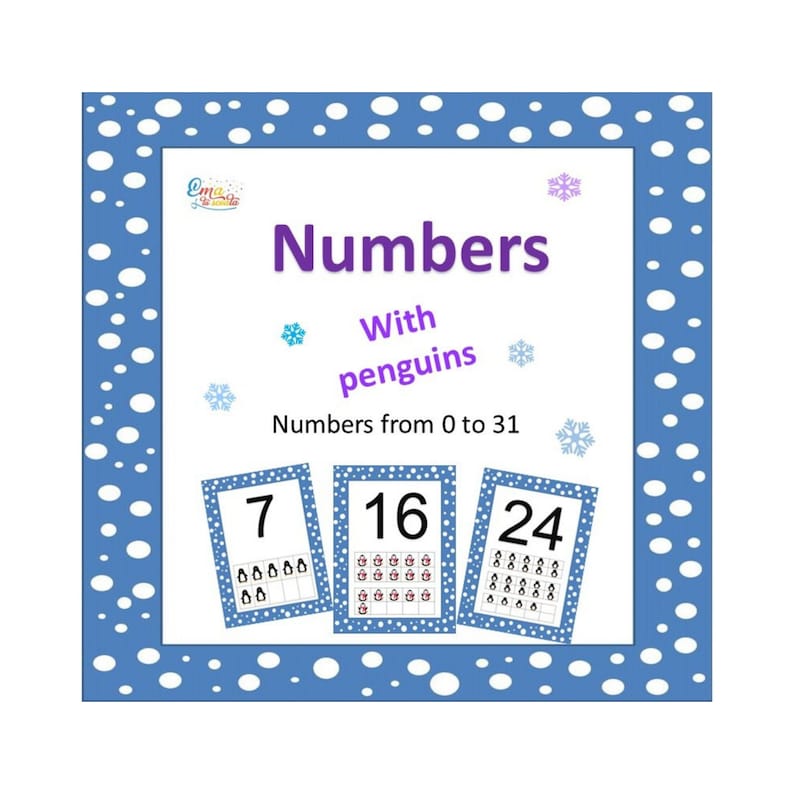 Printable Numbers Posters, Penguin Theme, Classroom Bulletin Board - Etsy