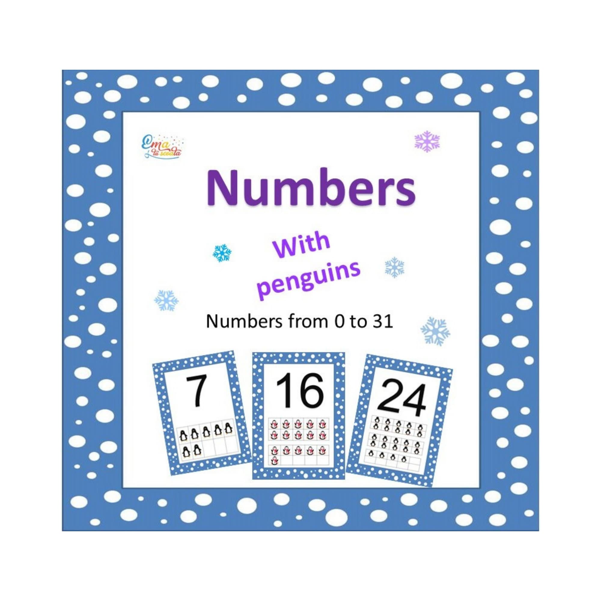 Printable Numbers Posters, Penguin Theme, Classroom Bulletin Board - Etsy