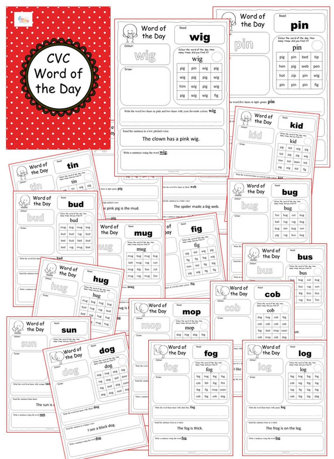 CVC Words Worksheets, One Word A Day Practice - Etsy