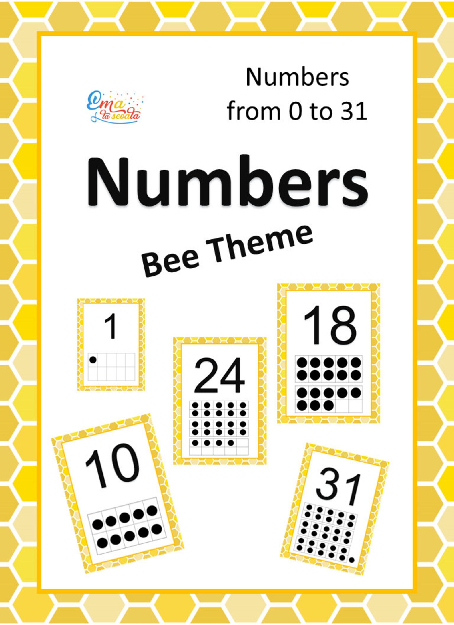 Bee Themed Number Posters - Etsy