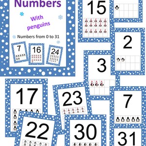 Printable Numbers Posters, Penguin Theme, Classroom Bulletin Board - Etsy