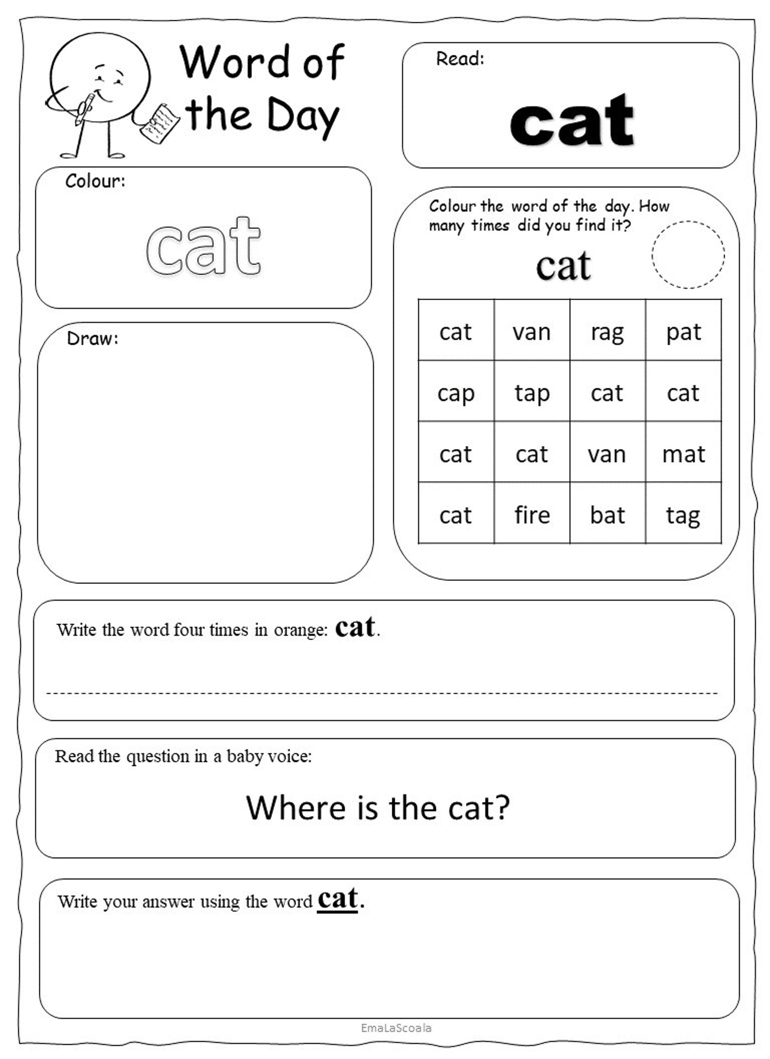 CVC Words Worksheets, One Word A Day Practice - Etsy